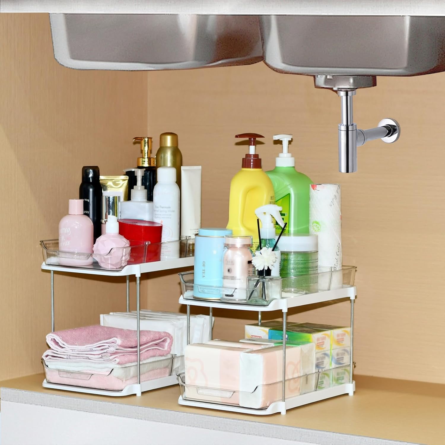 2-Tier Bathroom Storage Organizer, Pull Out Under Sink Organizers ...