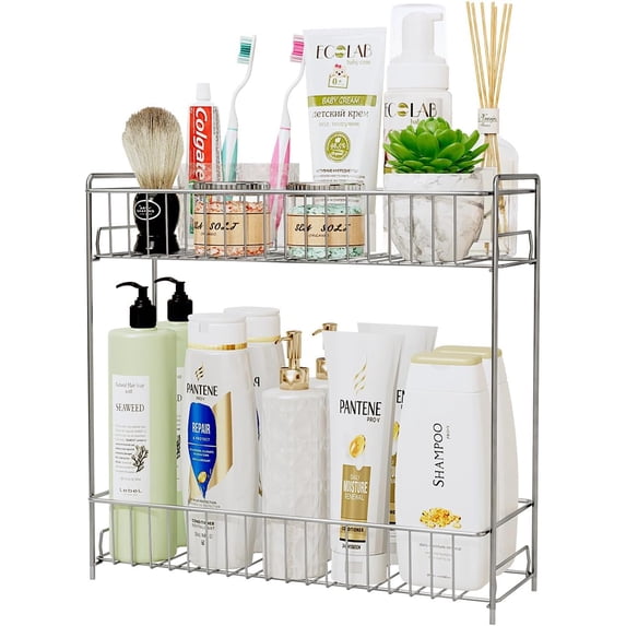 2-Tier Bathroom Storage Organizer Rack, Stainless Steel Shower Caddy ...