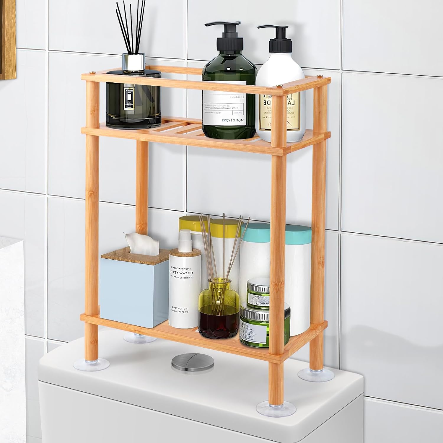 2-Tier Bathroom Storage，Over The Toilet Storage ， Bathroom Shelves ...