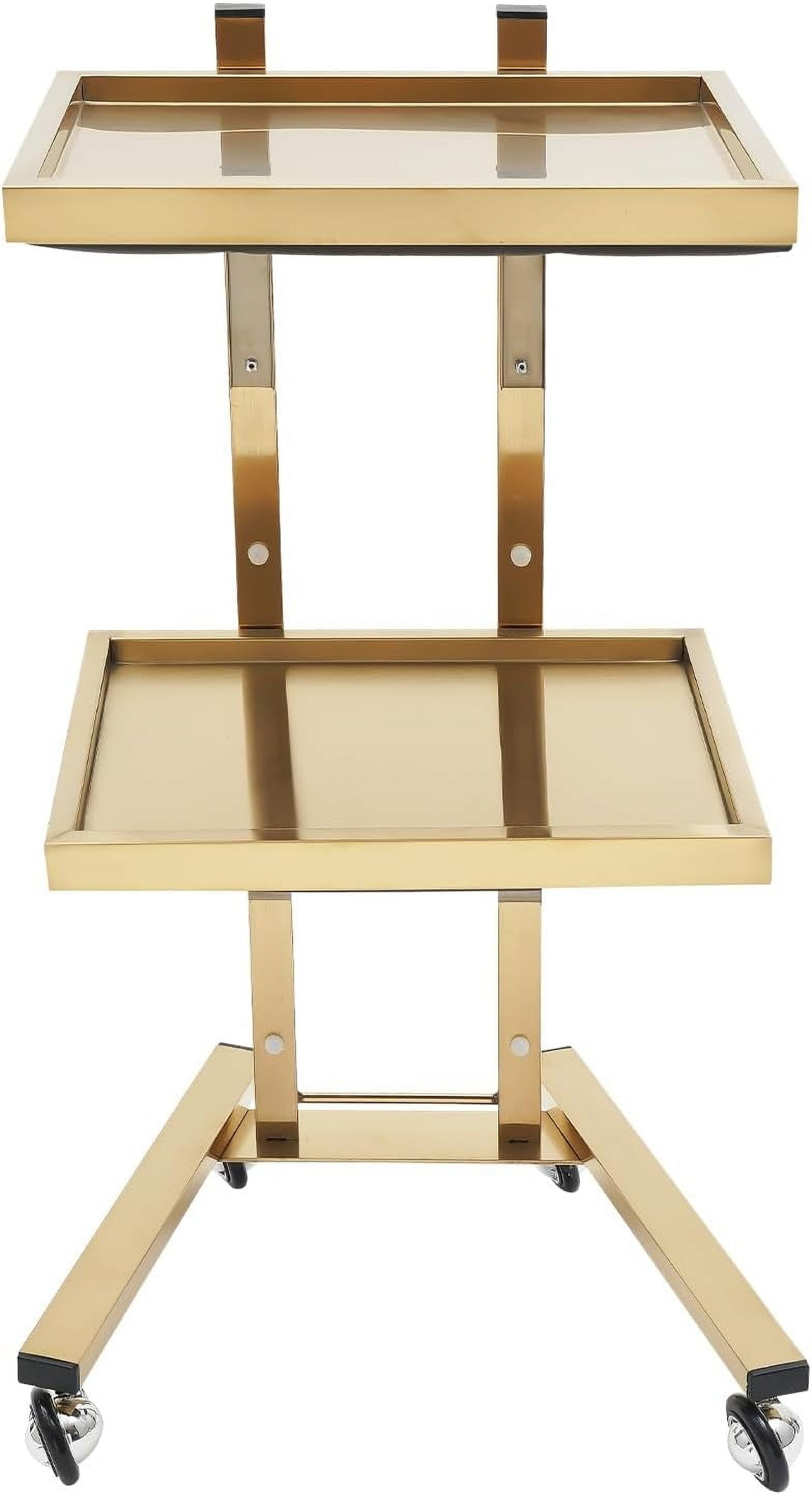 2 Tier Beauty Rolling Cart, Folding Stainless Steel Tray Trolley ...