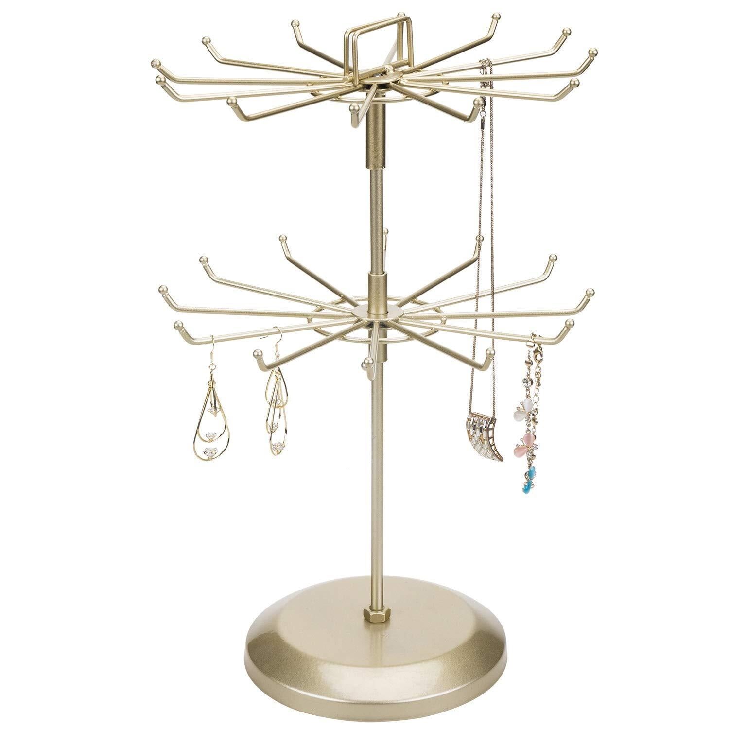 2 Tier Black Metal Rotating Necklace and Bracelet Organizer Jewelry ...