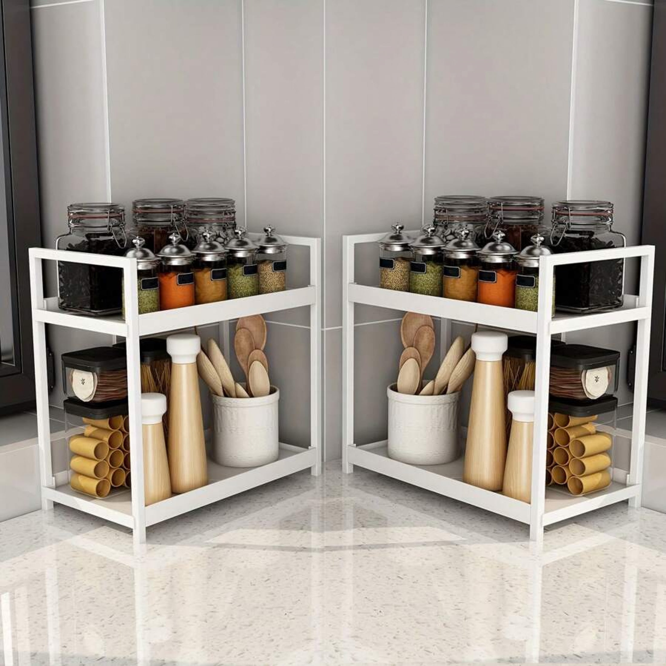 2-Tier Black Metal Spice Rack for Kitchen Organization - Walmart.com