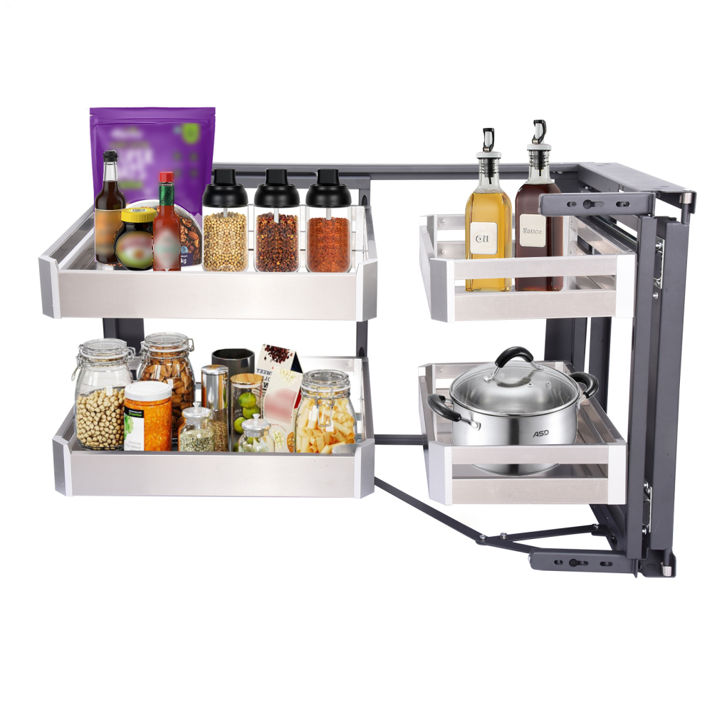 JULAM 2-Tier Blind Corner Cabinet Pull Out, 4-Shelf Slide Out Storage ...