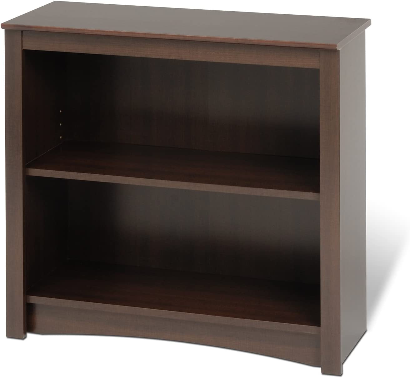 2-Tier Bookcase 29"H with 1 Adjustable Shelf, Espresso Storage Cabinet ...