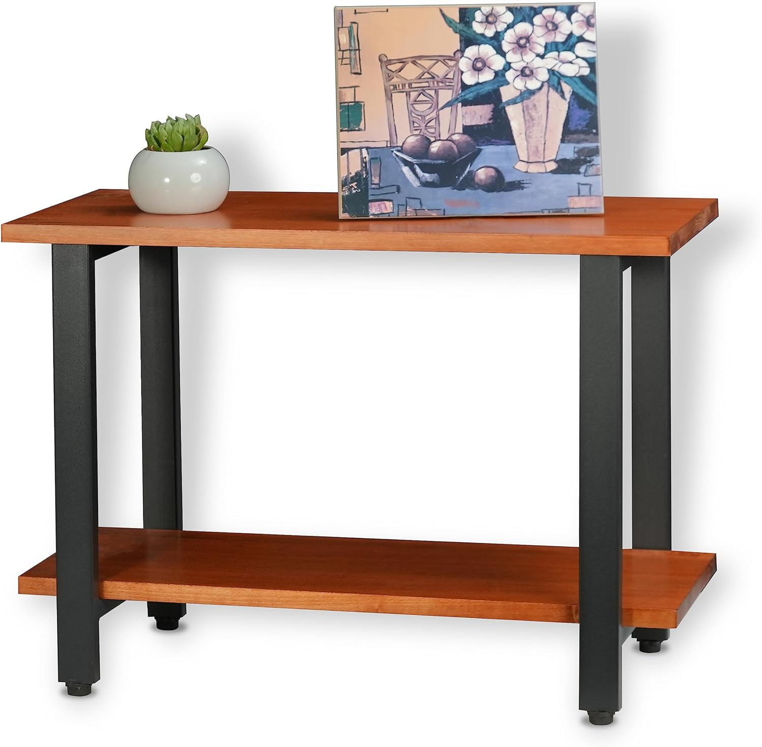 2-Tier Bookshelf, USA Grown Solid Poplar Hardwood Sofa Table, Display ...