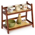 2 Tier Brown Rattan-Look Countertop Mug Holder Storage Stand for Tea ...