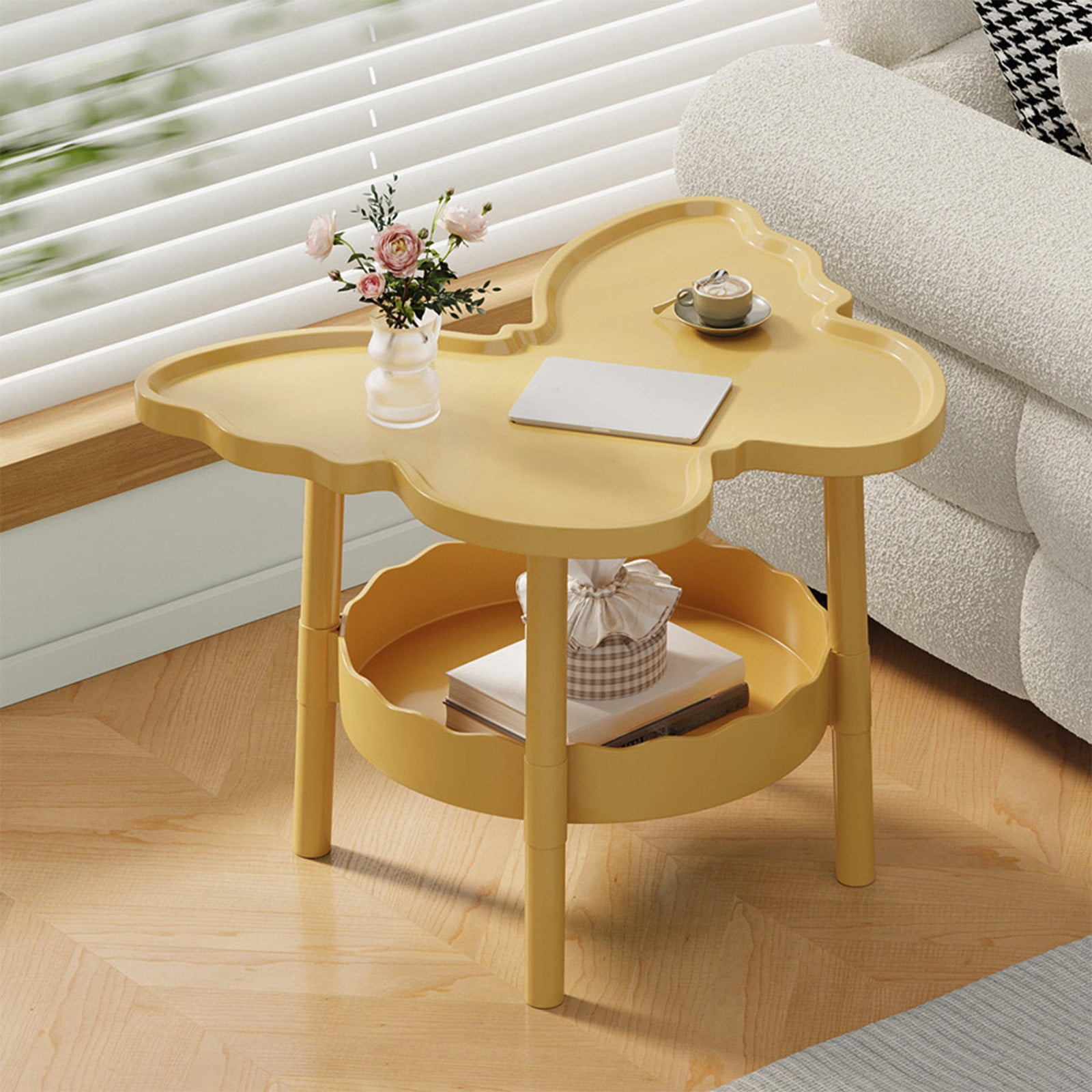 2-Tier Butterfly Accent Table with Layered Storage Shelf - Modern ...