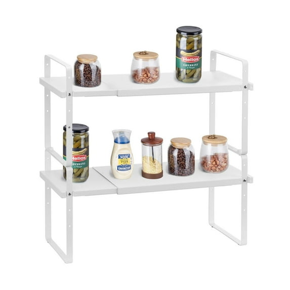 2 Tier Cabinet Organizer Shelf Counter Shelves Steel Kitchen Storage ...
