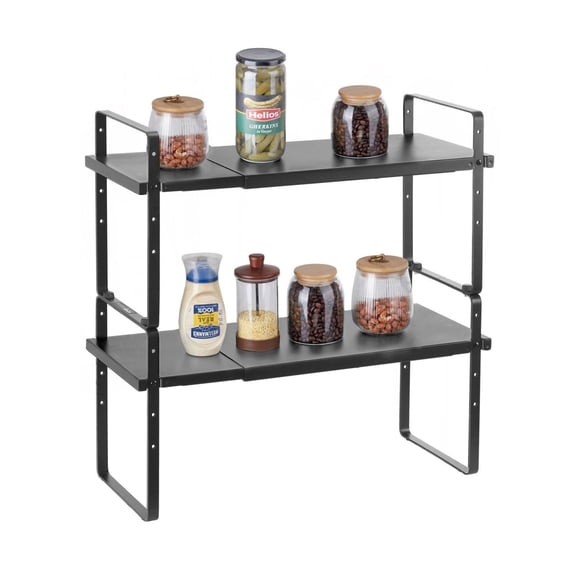 2 Tier Cabinet Organizer Shelf Counter Shelves Steel Kitchen Storage ...