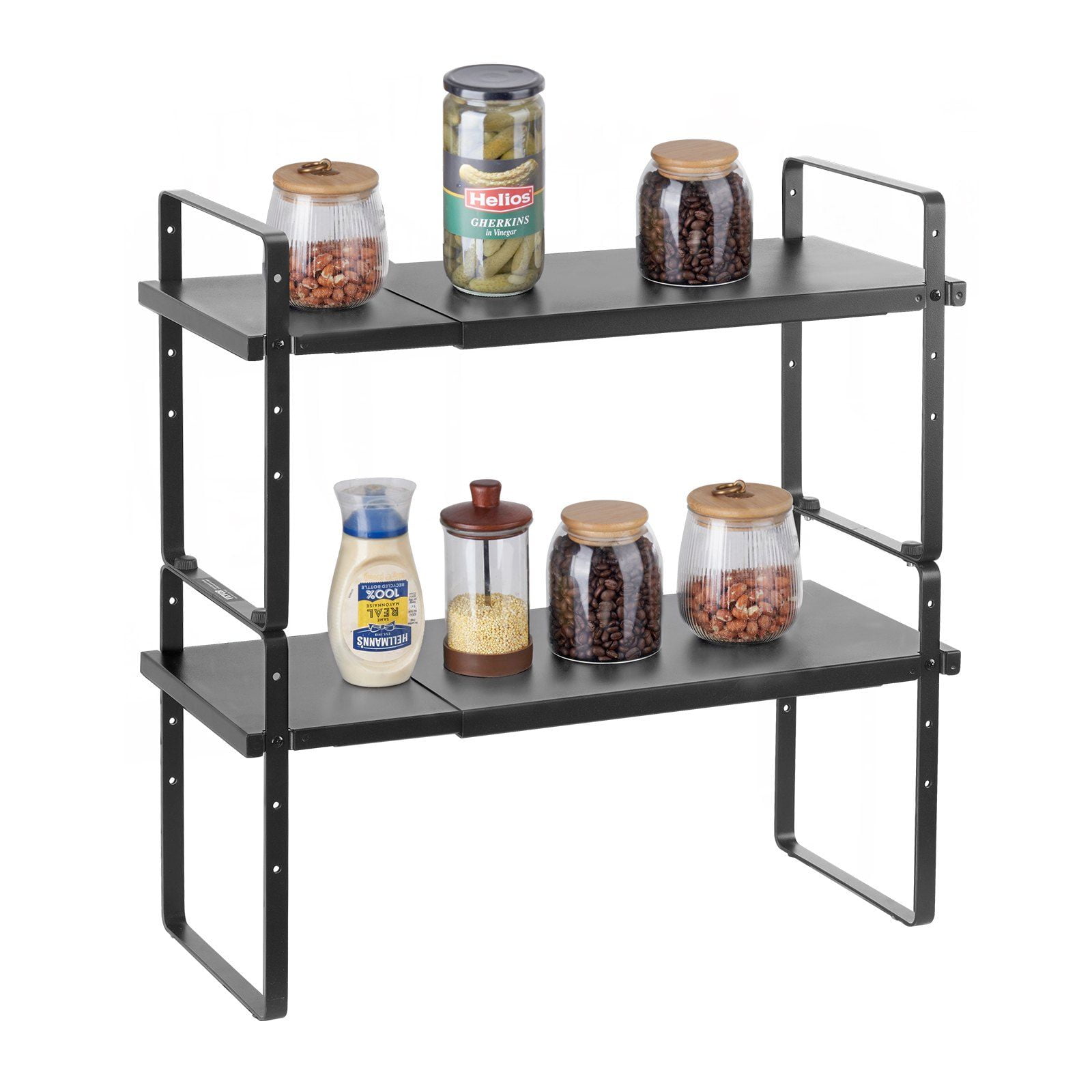 2 Tier Cabinet Organizer Shelf Counter Shelves Steel Kitchen Storage ...