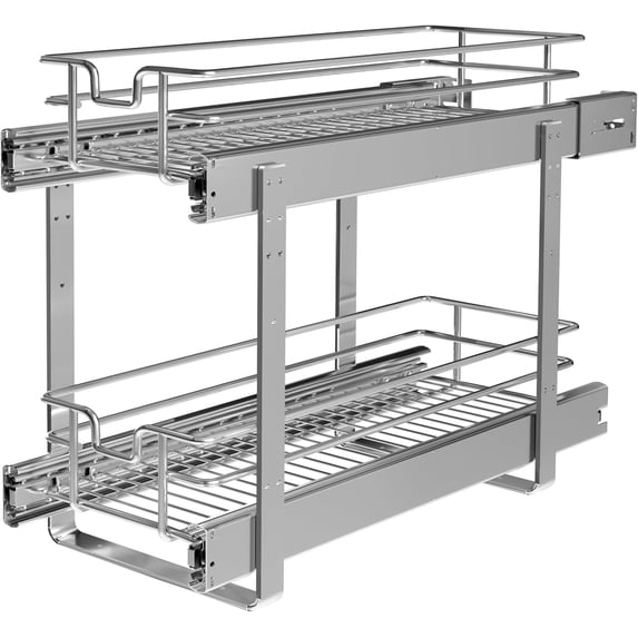 2-Tier Cabinet Pull Out Shelves (14" W x 22" D) Slide Out Shelves for ...