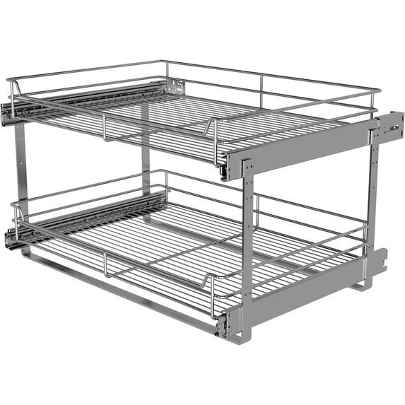 2-Tier Cabinet Pull Out Shelves (24" W x 22" D), Slide Out Shelves for ...