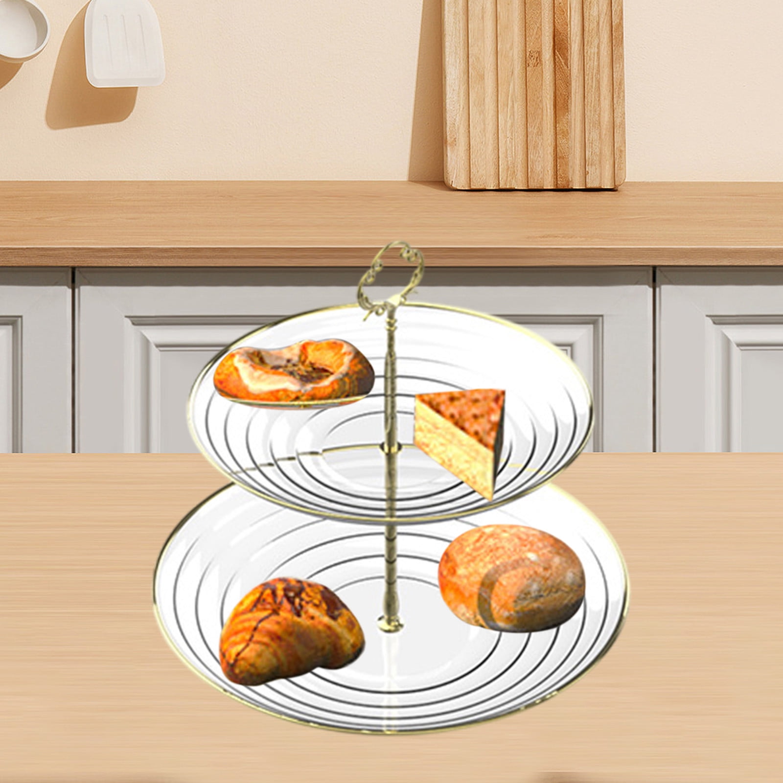 2-Tier Cake Stand, synthetic Stackable Snack Serving Tray for Coffee ...