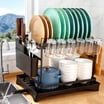 Yeabett 2 Tier Dish Drying Rack Stainless Steel,Dish Racks with Water ...