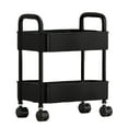 2-Tier Cart with Wheels, Black Storage Rack with Armrests, Bathroom ...