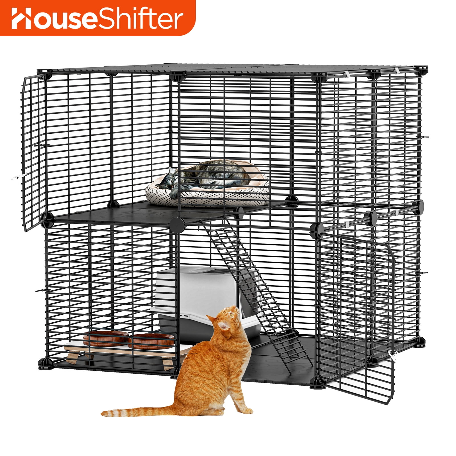 2 Tier Cat Cage 28" Indoor Pet Cage Puppy Kitten Playpen Waterproof ...
