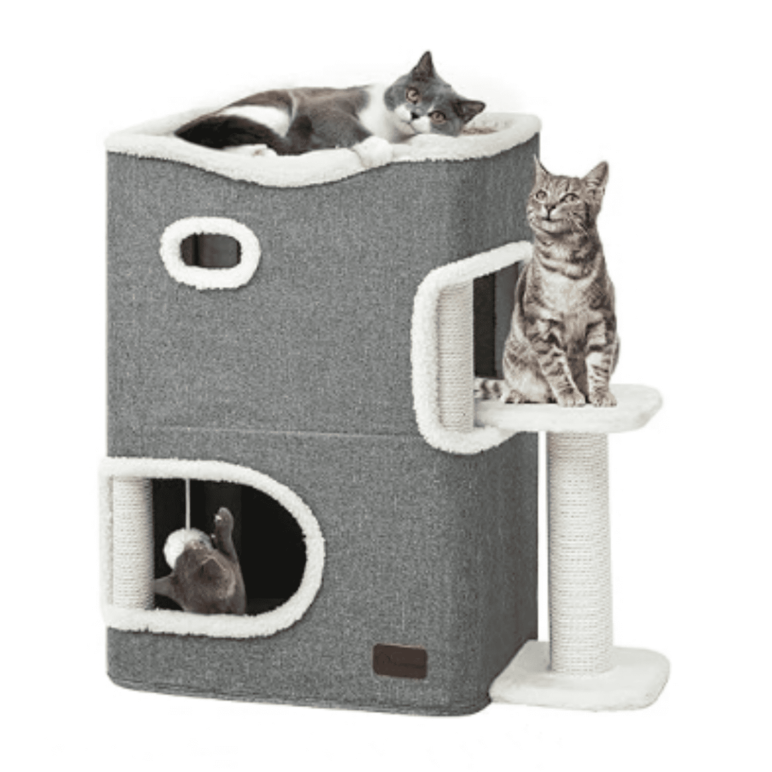 2-Tier Cat House, Indoor Cat Cave Bed Playhouse, Covered Cat Beds ...