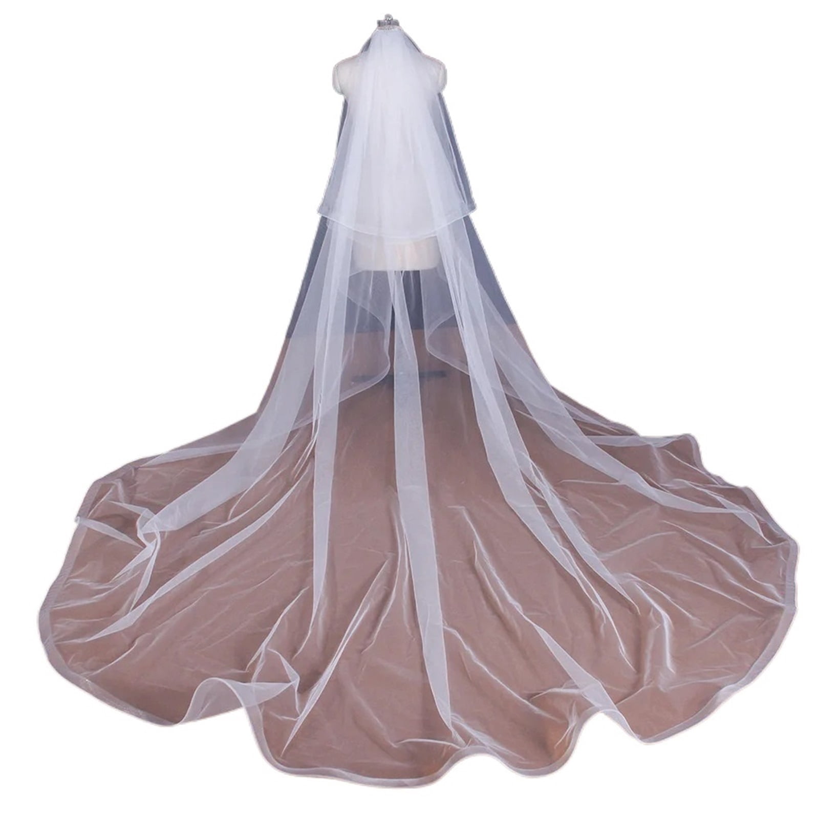 2 Tier Cathedral Wedding Veil with Comb, 300cm Long Bridal Veil ...