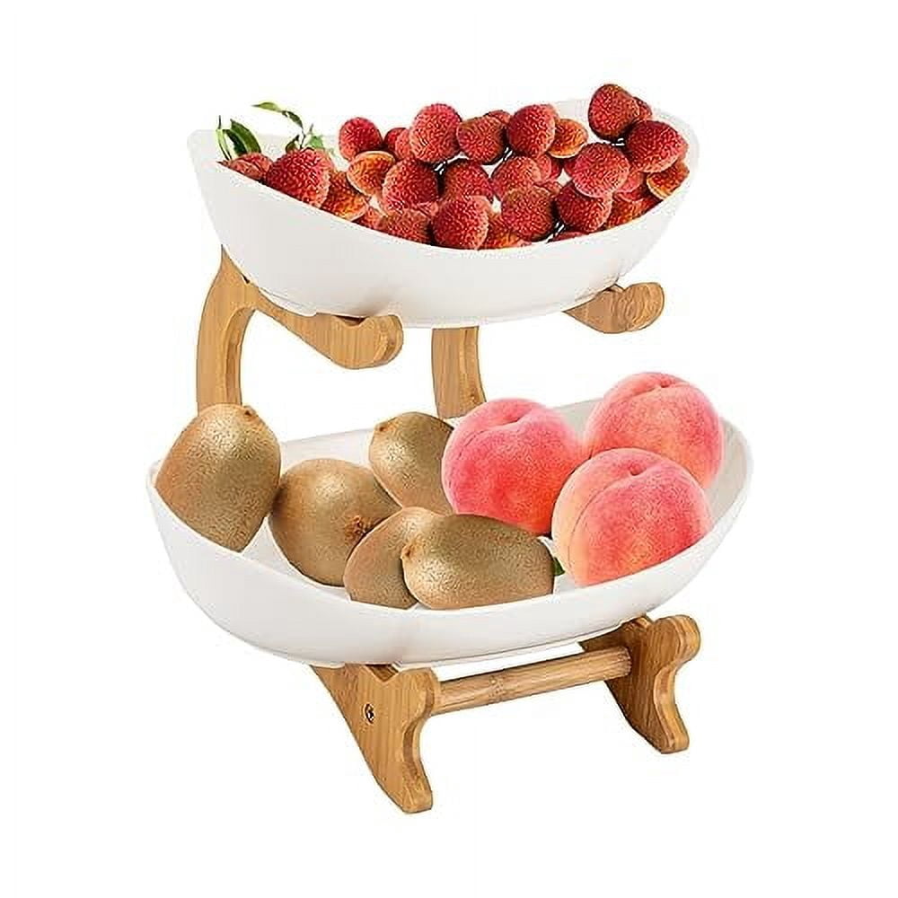 2 Tier Ceramic Fruit Basket, for Kitchen Counter Countertop, Serving ...