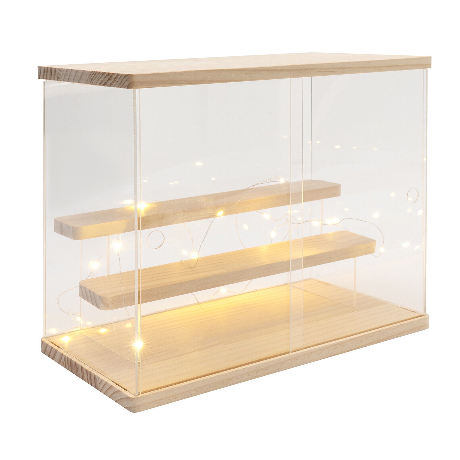 2 Tier Clear Acrylic Display Case Dustproof Showcase W/ Light for ...