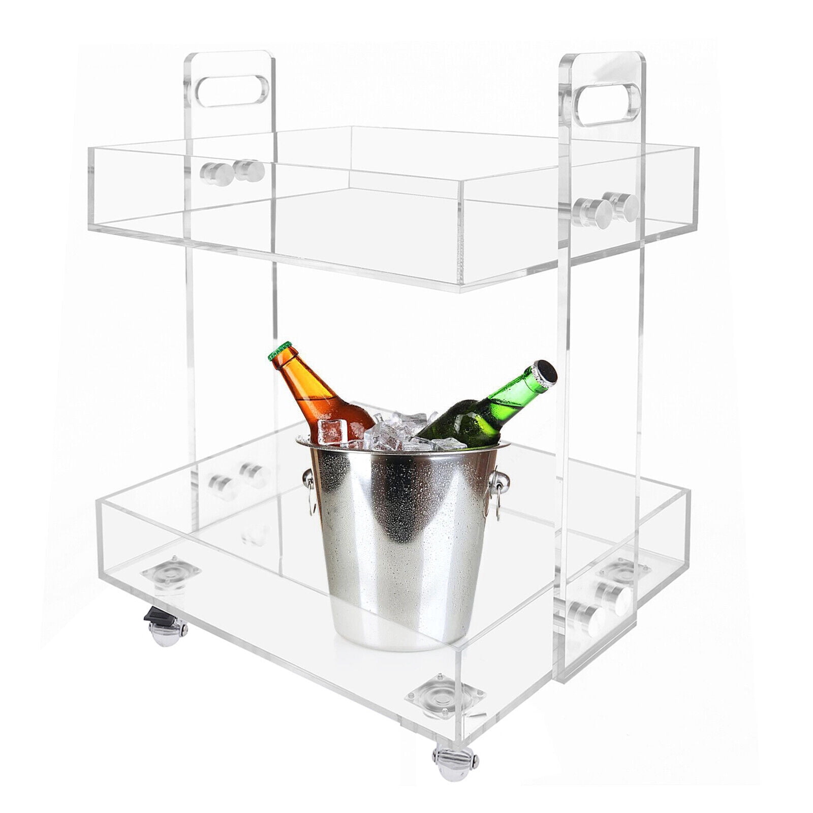 2 Tier Clear Acrylic Serving Cart Nightstand Kitchen Bar End Table ...