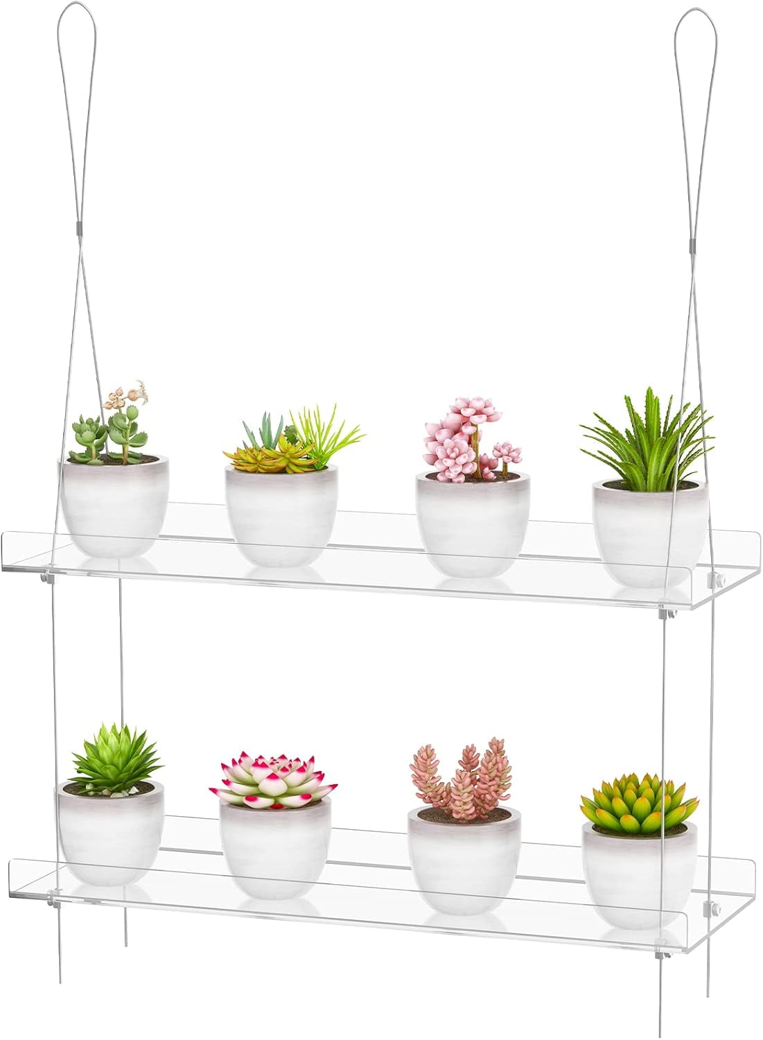 2-Tier Clear Hanging Window Plant Shelves 16inch,Indoor Windows Wall ...
