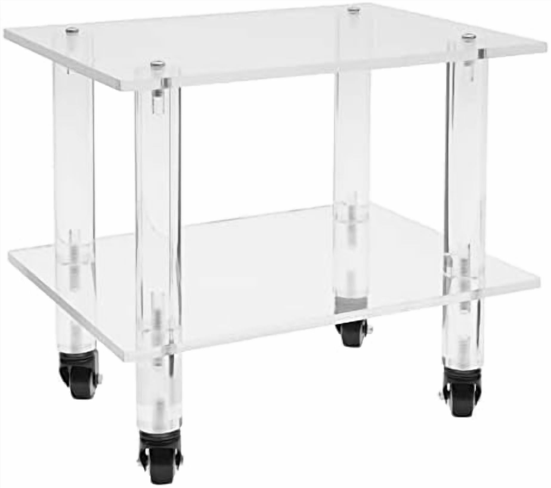 2-Tier Clear Office Rolling Cart Mobile Printer Stand Under Desk ...