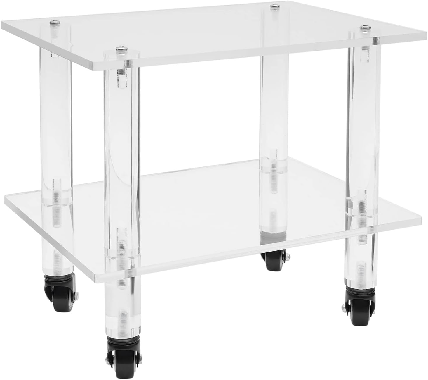 2-Tier Clear Office Rolling Cart Mobile Printer Stand Under Desk ...