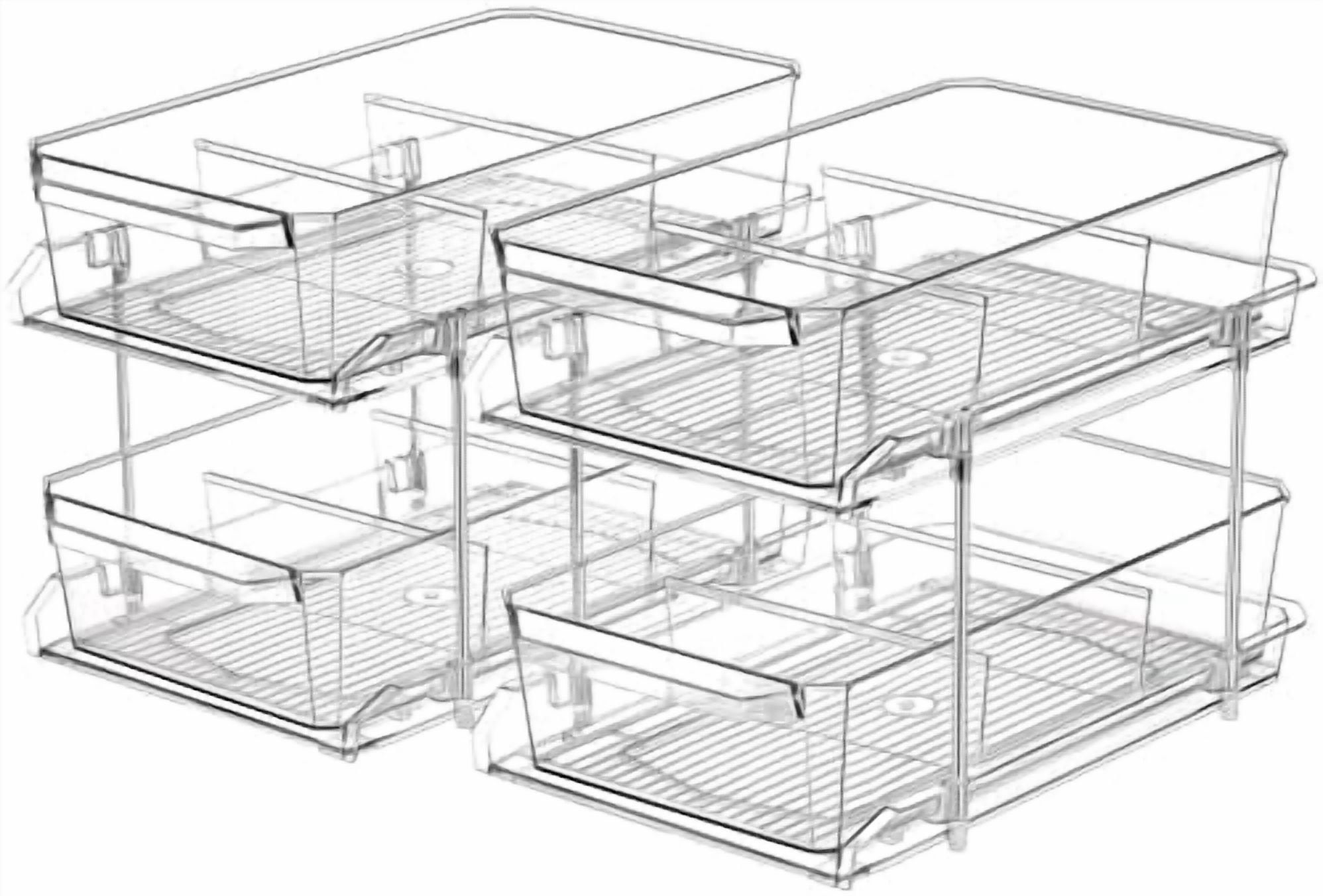 2-Tier Clear Organizer with Dividers - 2 Set Slide-Out Storage Bins for ...