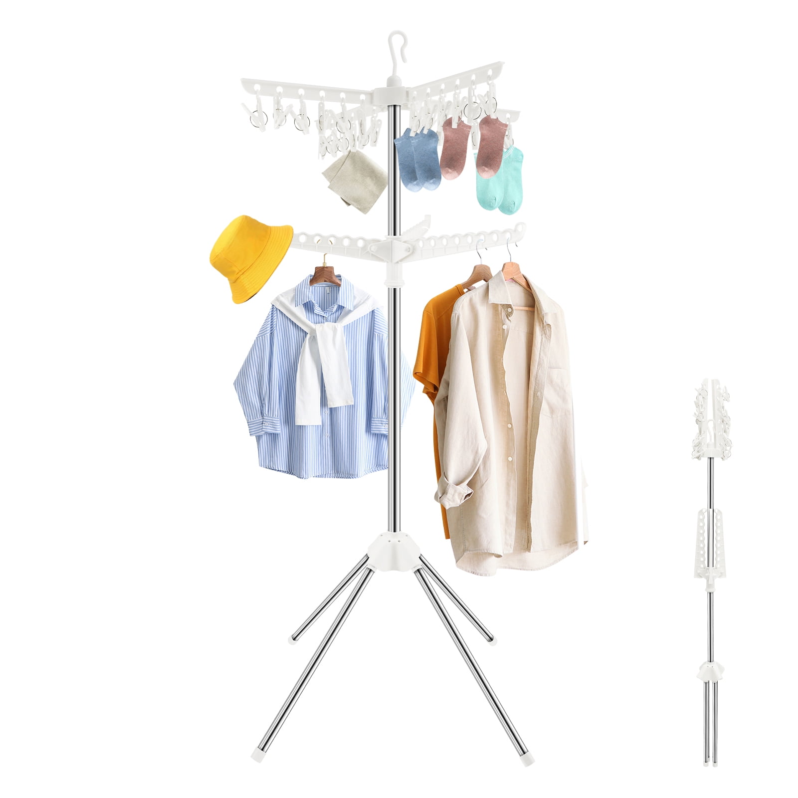 2 Tier Clothes Drying Rack 56inch Collapsible Laundry Drying Stand with ...