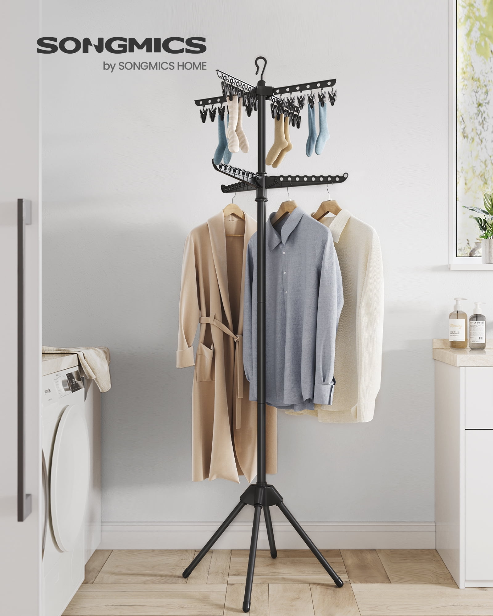 2-Tier Clothes Drying Rack 72" Foldable Laundry Drying Rack with 27 ...