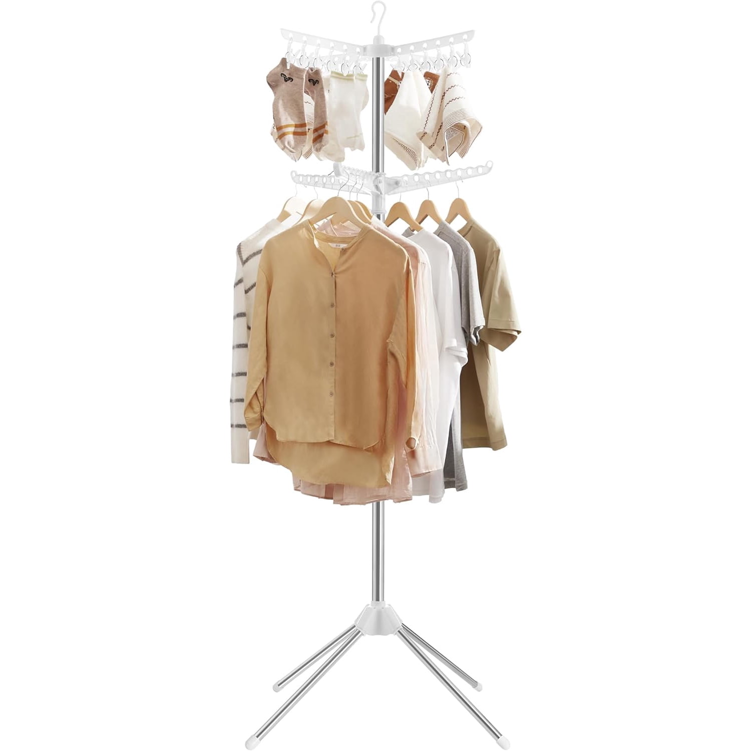 2-Tier Clothes Drying Rack, 72-Inch Folding Laundry Drying Rack with 3 ...