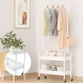 2-Tier Clothes Rack Garment Rack with Storage Shelf, Mobile ...