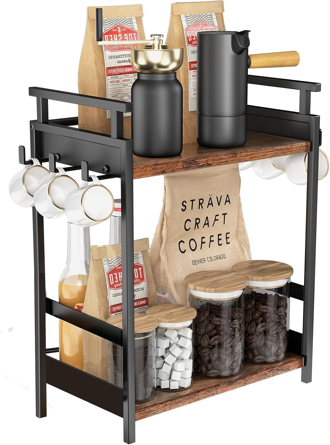 2 Tier Coffee Bar Organizer for Home Office, Spice Rack for Countertop ...