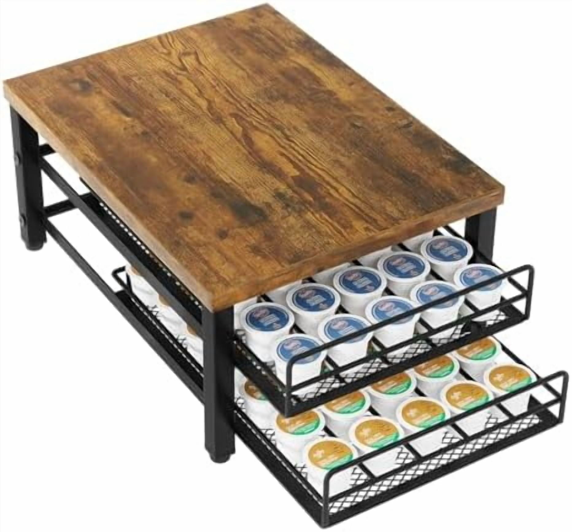 2-Tier Coffee Pod Drawer Holder for K Cup, Capsule Pods Storage ...