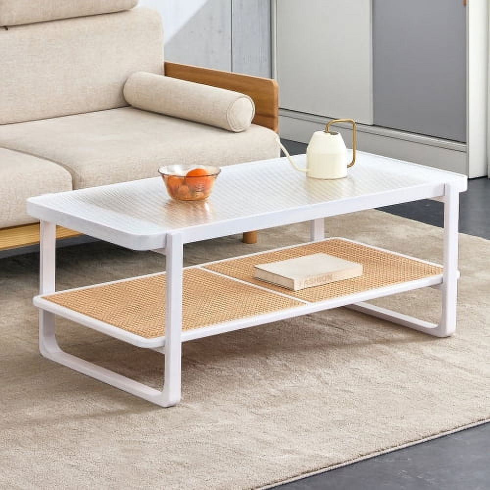 2-Tier Coffee Table for Living Room, Living Room Table Rectangular ...