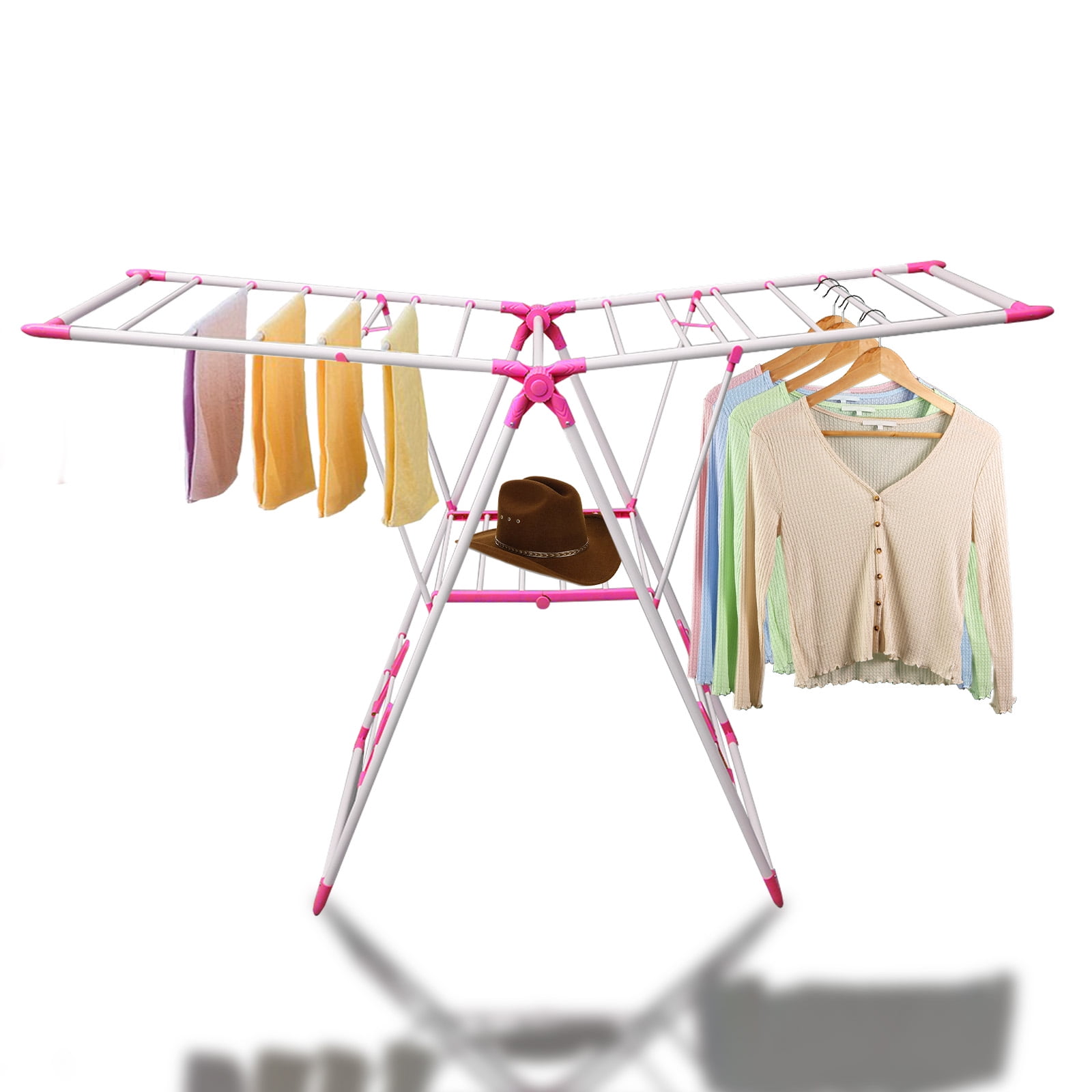 2-Tier Collapsible Clothes Drying Rack, Height-Adjustable Laundry Rack ...