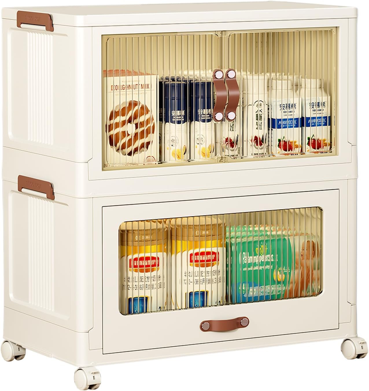 2-Tier Collapsible Storage Bins with Wheels and Lids, 96 QT, Modern ...