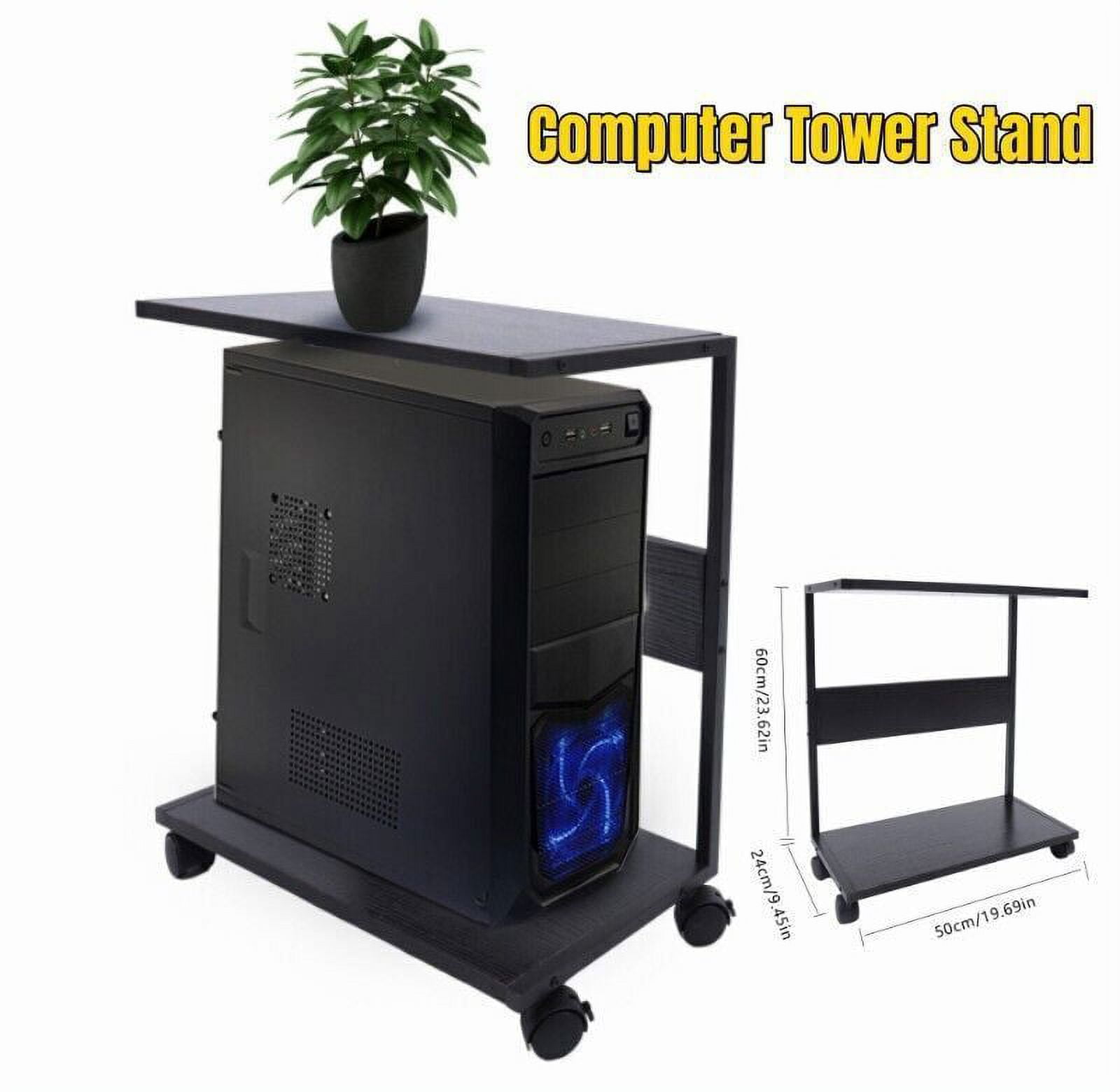 2-Tier Computer Tower Stand, Under Desk CPU Stand PC Stand W/ Rolling ...