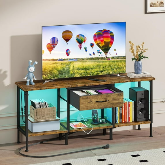 2-Tier Console Table Entryway Table with Storage, Espresso Bamboo ...