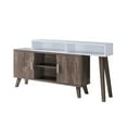 2 Tier Console Table with 4 Compartments and Cabinets White and Brown ...