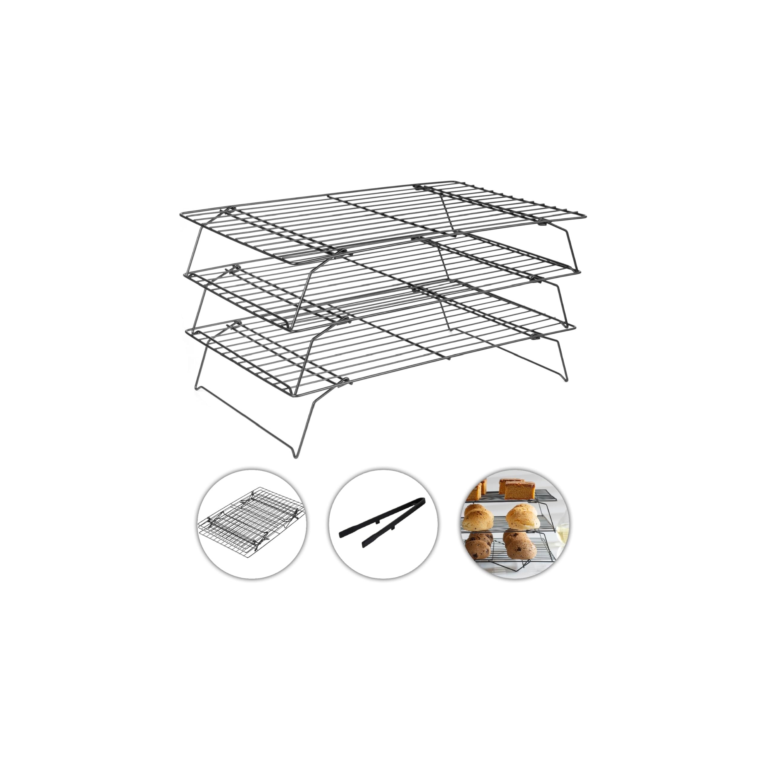 2-Tier Cooling Racks for Cooking and Baking - 13" x 9.6" Stackable ...