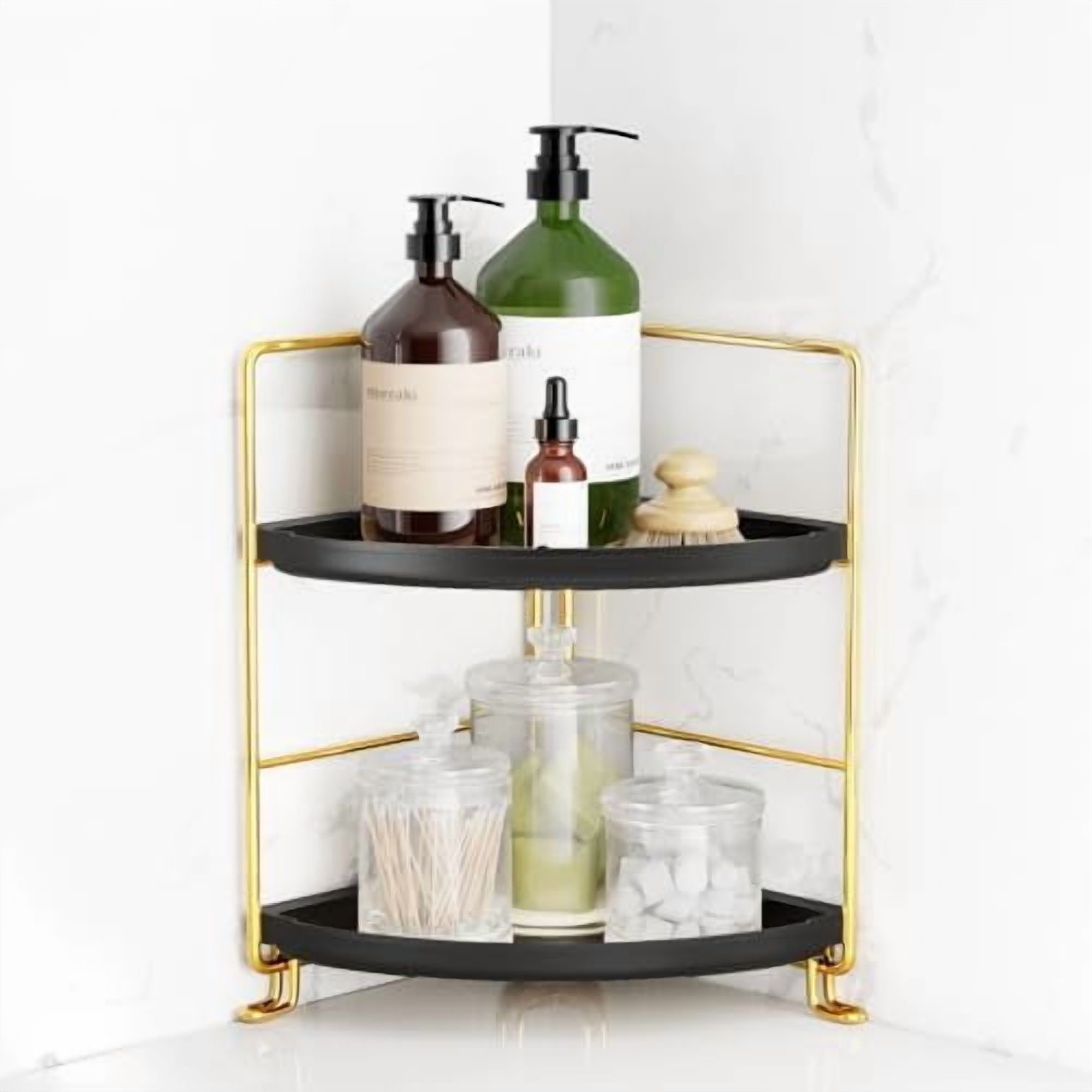 2-Tier Corner Bathroom Counter Organizer, Tool-Less Installation Vanity ...