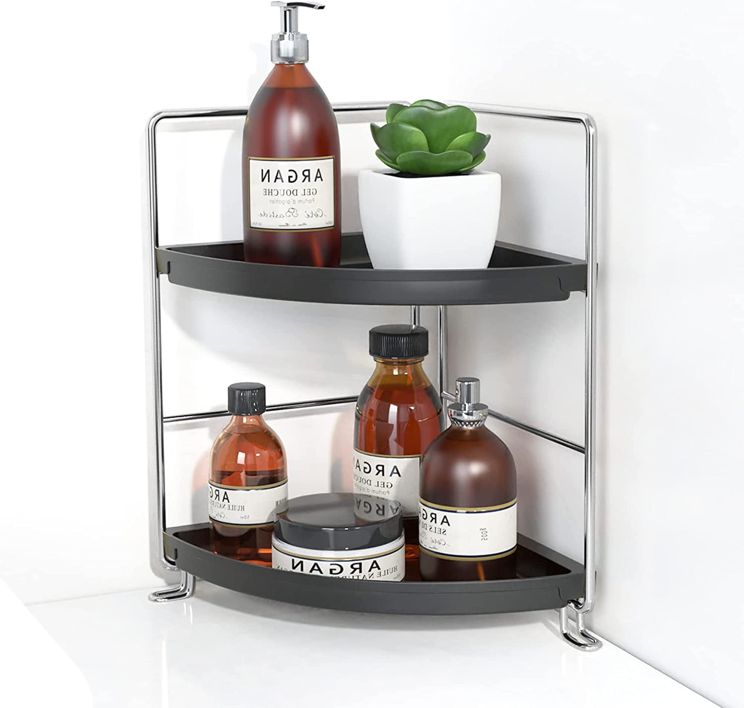 2 tier corner bathroom countertop organizer, tool-less installation ...