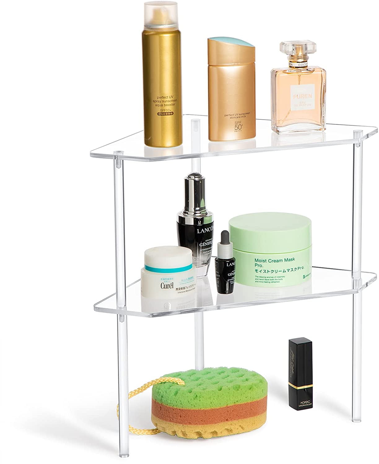 2 Tier Corner Bathroom Organizer Countertop Shelf Acrylic Bathroom ...