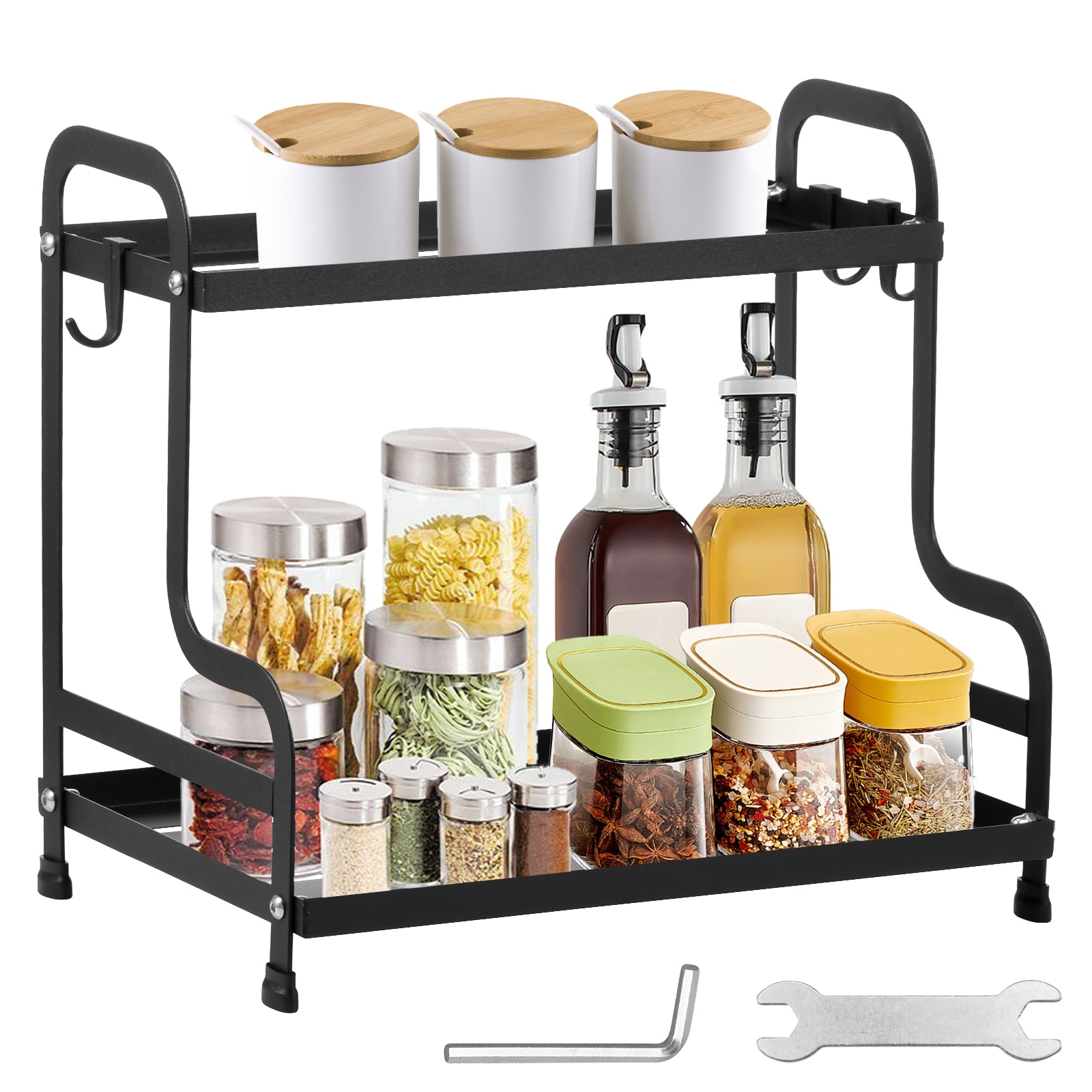 2 Tier Counter Organizer Large Capacity Kitchen Desktop Storage Rack ...