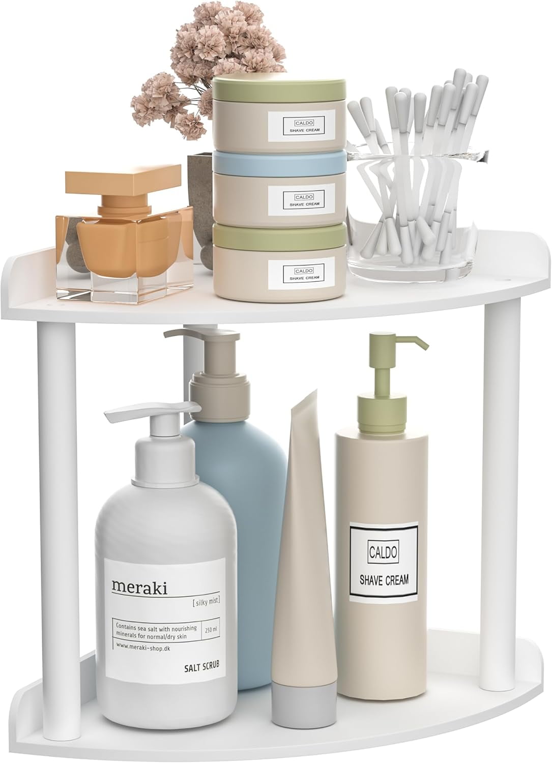2-Tier Countertop Corner Organizer Shelf - 7x7x8 Inch, White Acrylic ...