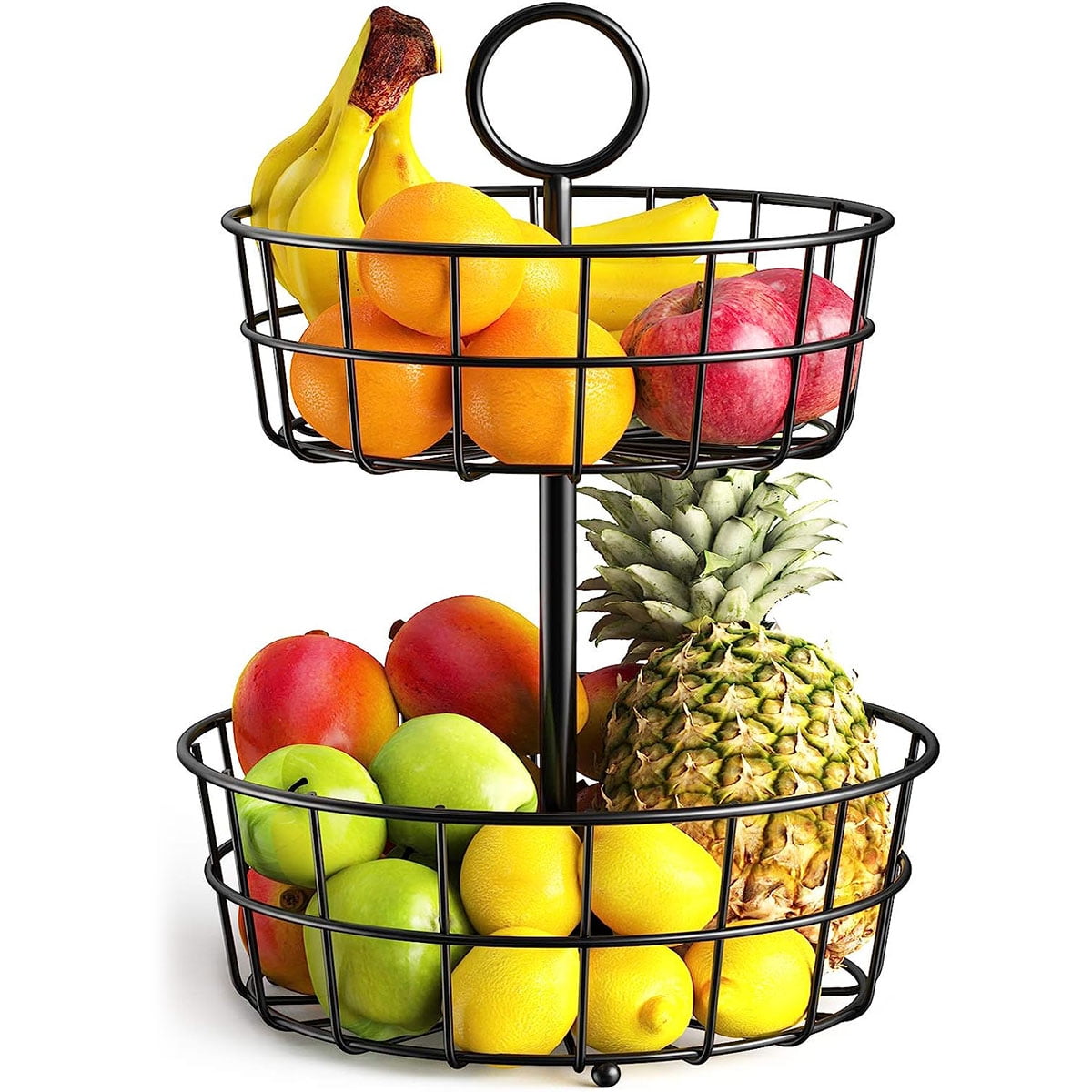 2 Tier Countertop Fruit Basket Bowl, Detachable Fruit Holder, Kitchen ...