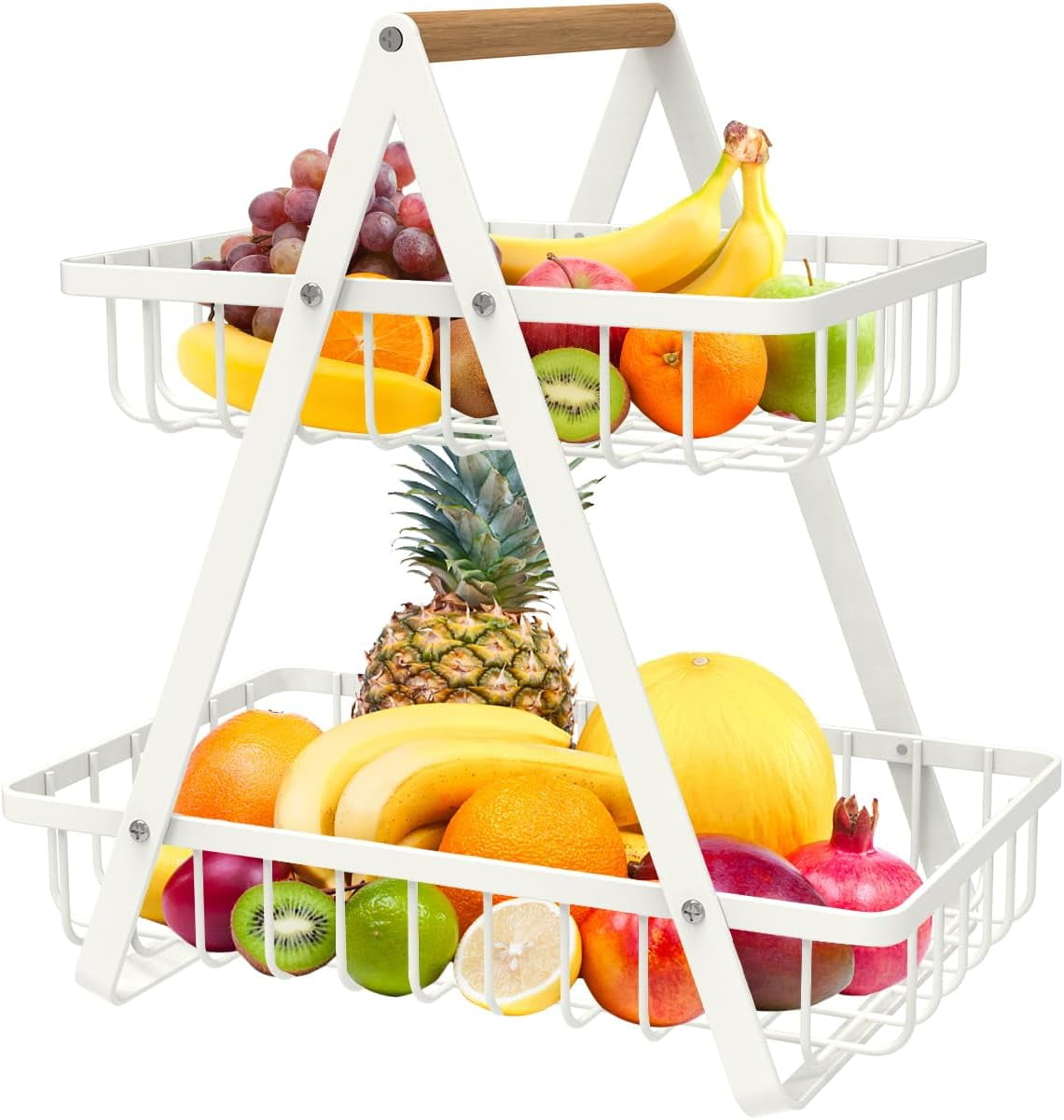 2 Tier Countertop Fruit Basket,Portable Fruit Bowle Basket for Kitchen ...