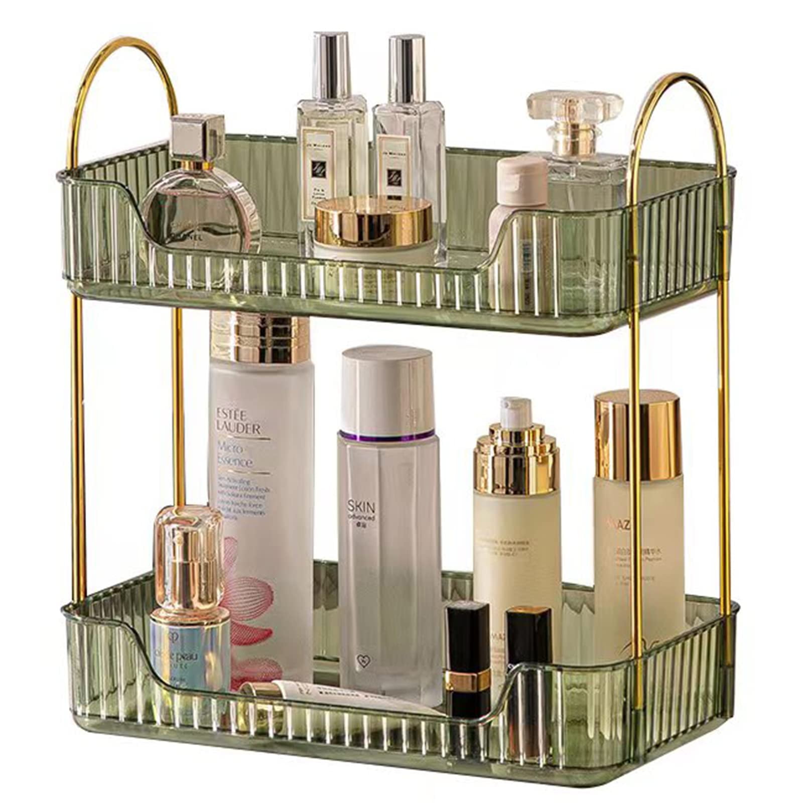 2 Tier Countertop Organizer Green, Bathroom Shelf for Makeup Skincare ...